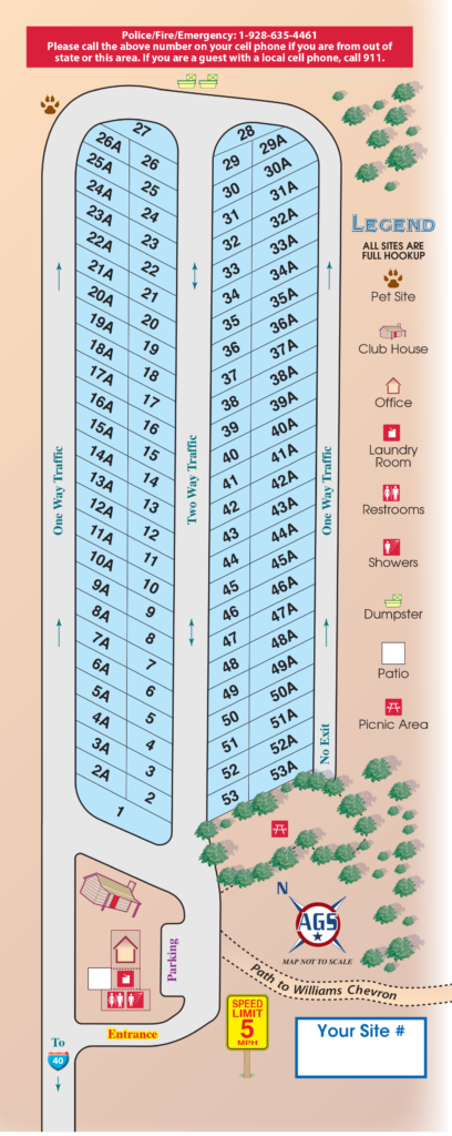 Map of Park - Grand Canyon Gateway RV Park